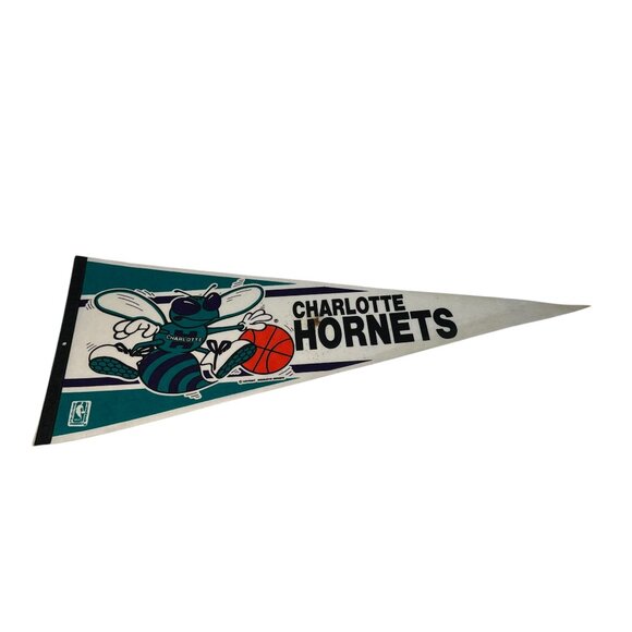 Wall Decor | Vintage Charlotte Hornets 3 Felt Pennant Nba Basketball ...